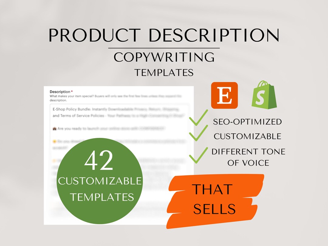 Copywriting, SEO Optimized Product Description Customizable Template ...