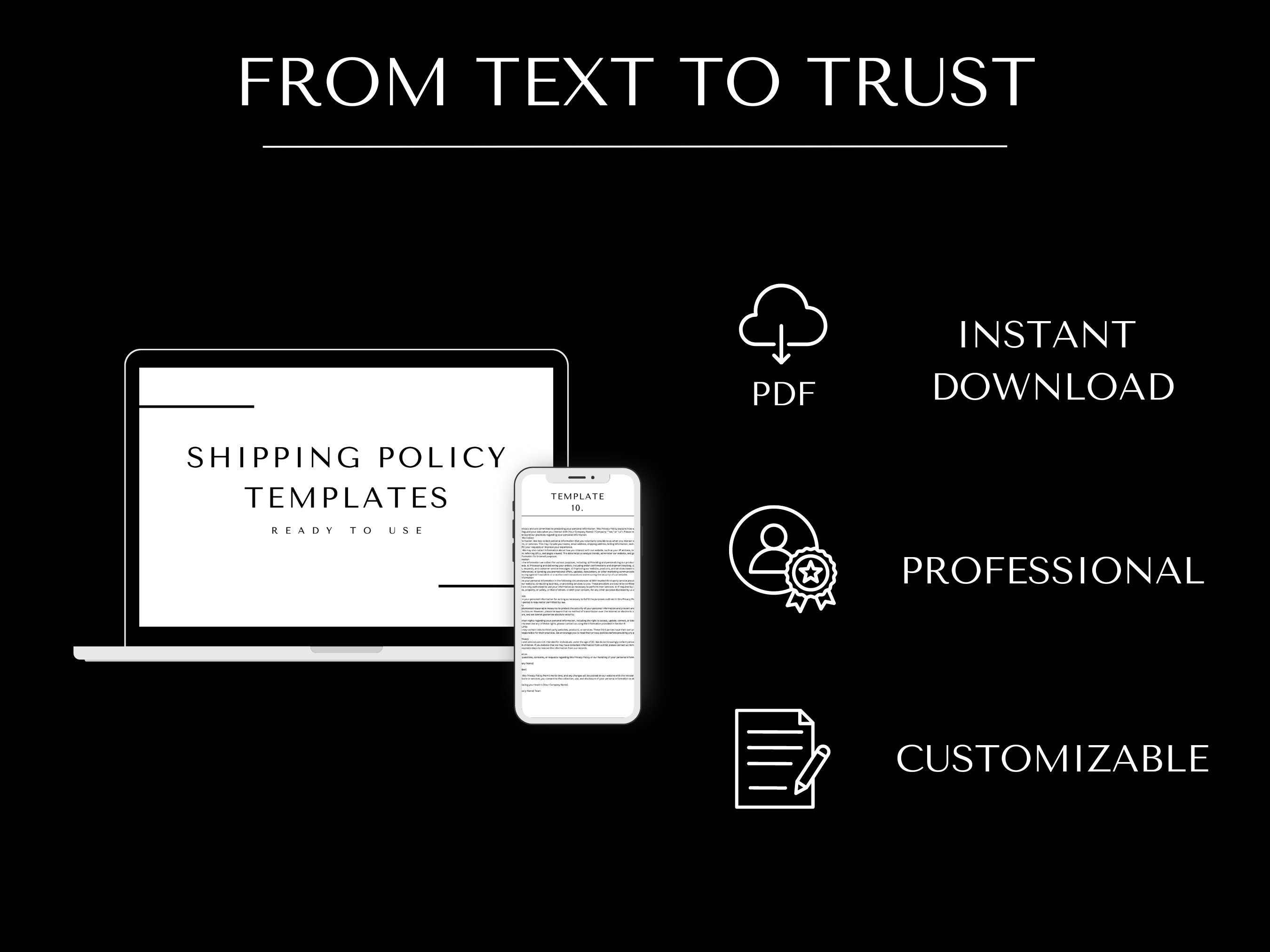 Shipping Policy Template PDF, Ready to Use Customizable Shipping Policy ...