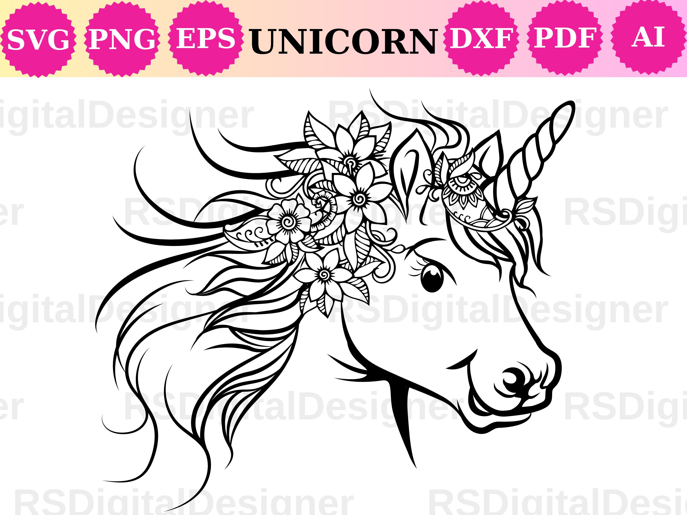 Unicorn Svg Cute Colorful Unicorn Cricut Design Vector Etsy