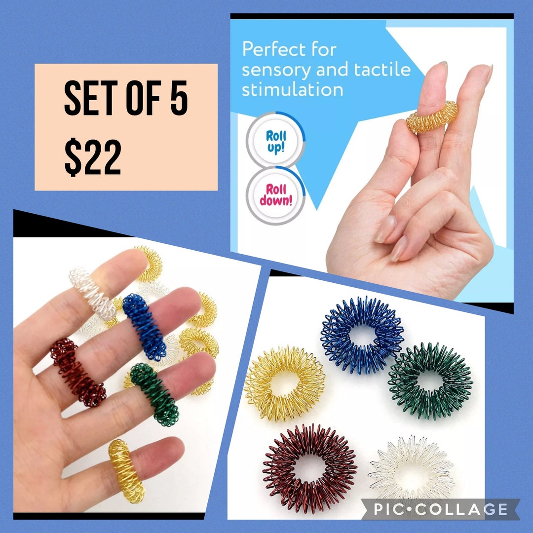Set of 5 Metal Acupressure Finger Massage Rings Fidget Stims - Etsy ...