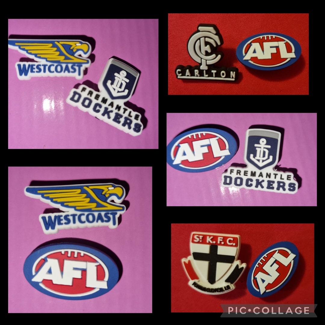 New 2 Pack AFL Aussie Rules Football Croc Charms Jibbitz Gems Sets ...