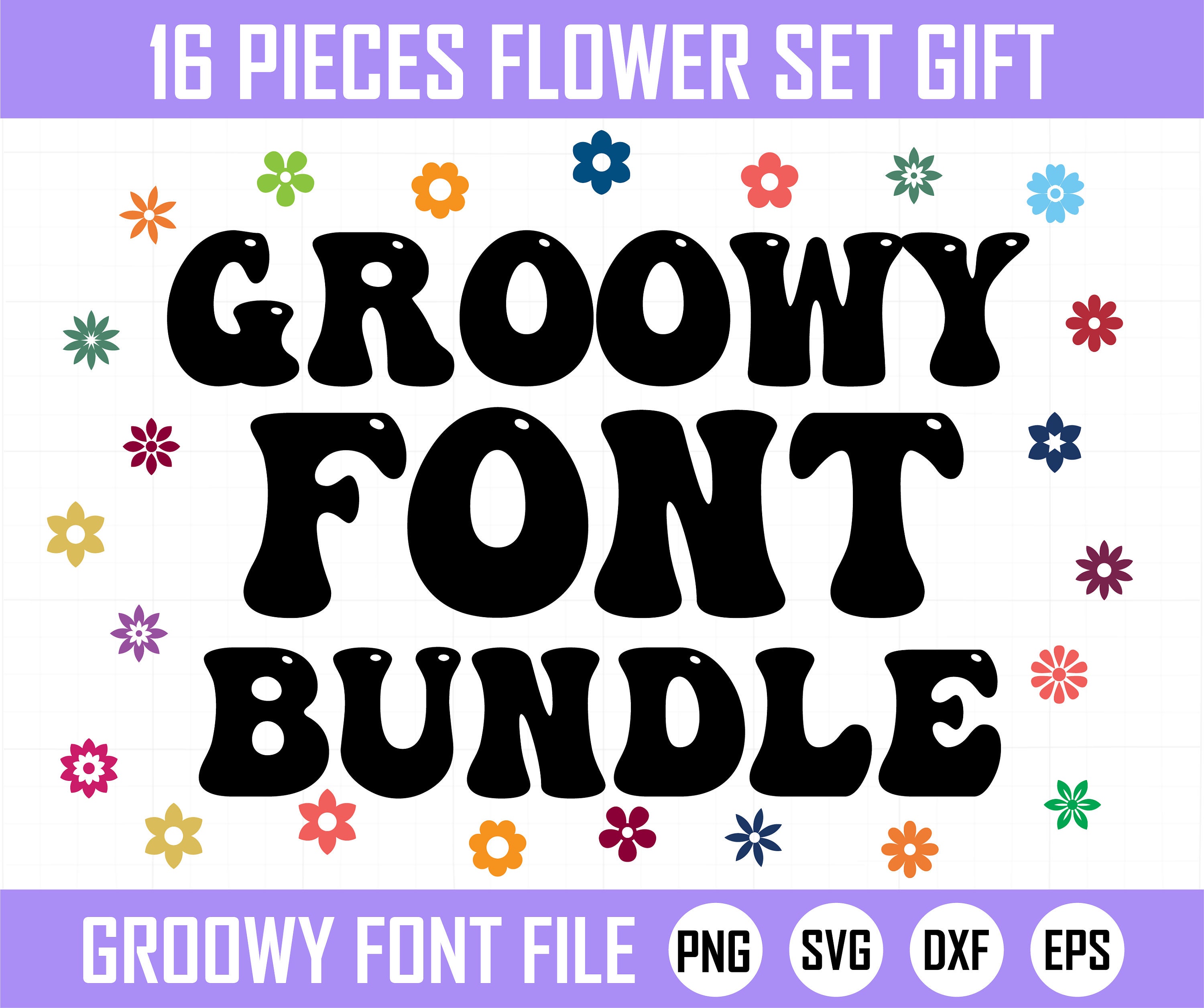 Groovy Font Bundle, Retro Groovy Font, Gift Flowers Svg,retro Alphabet ...