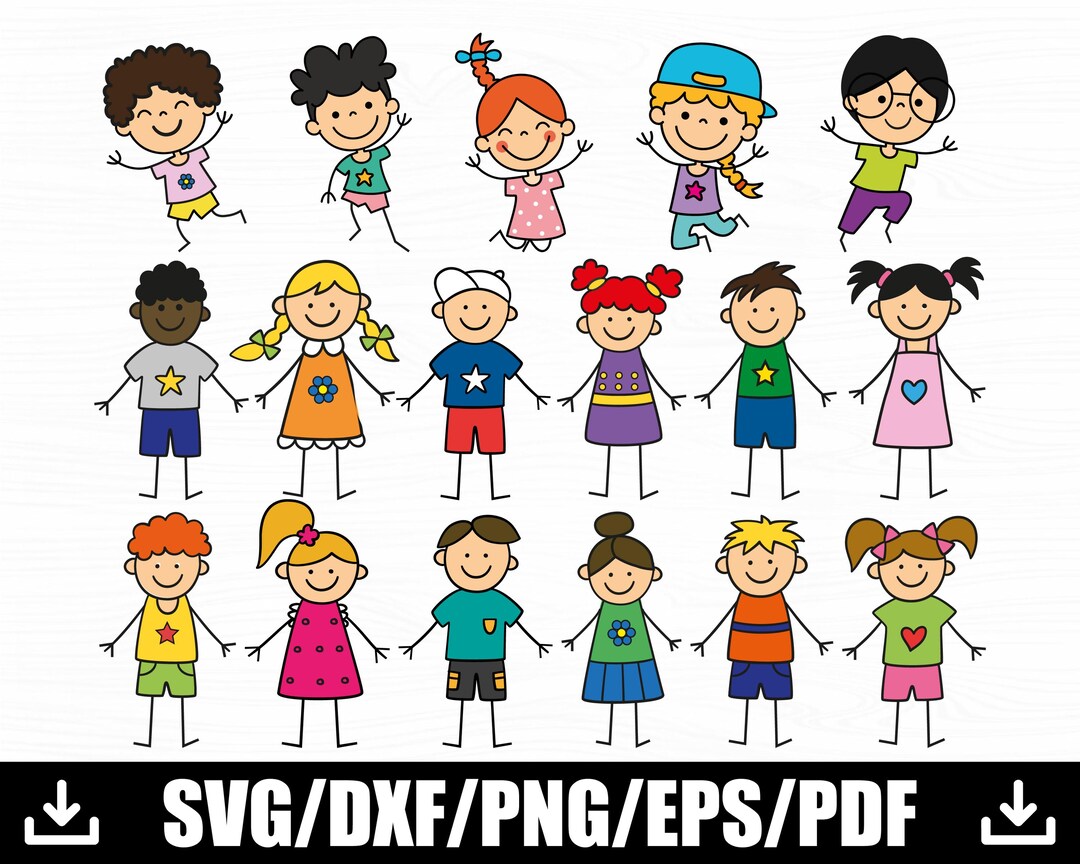 Stick Figures SVG Bundle, Stick Children SVG, Stick Boy Clipart, Stick ...