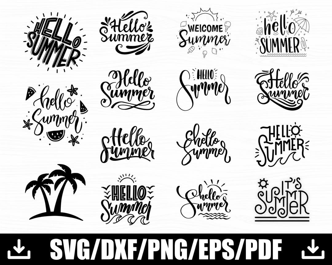 Hello Summer Bundle, Beach Svg, Welcome Summer, Hello Summer Silhouette ...