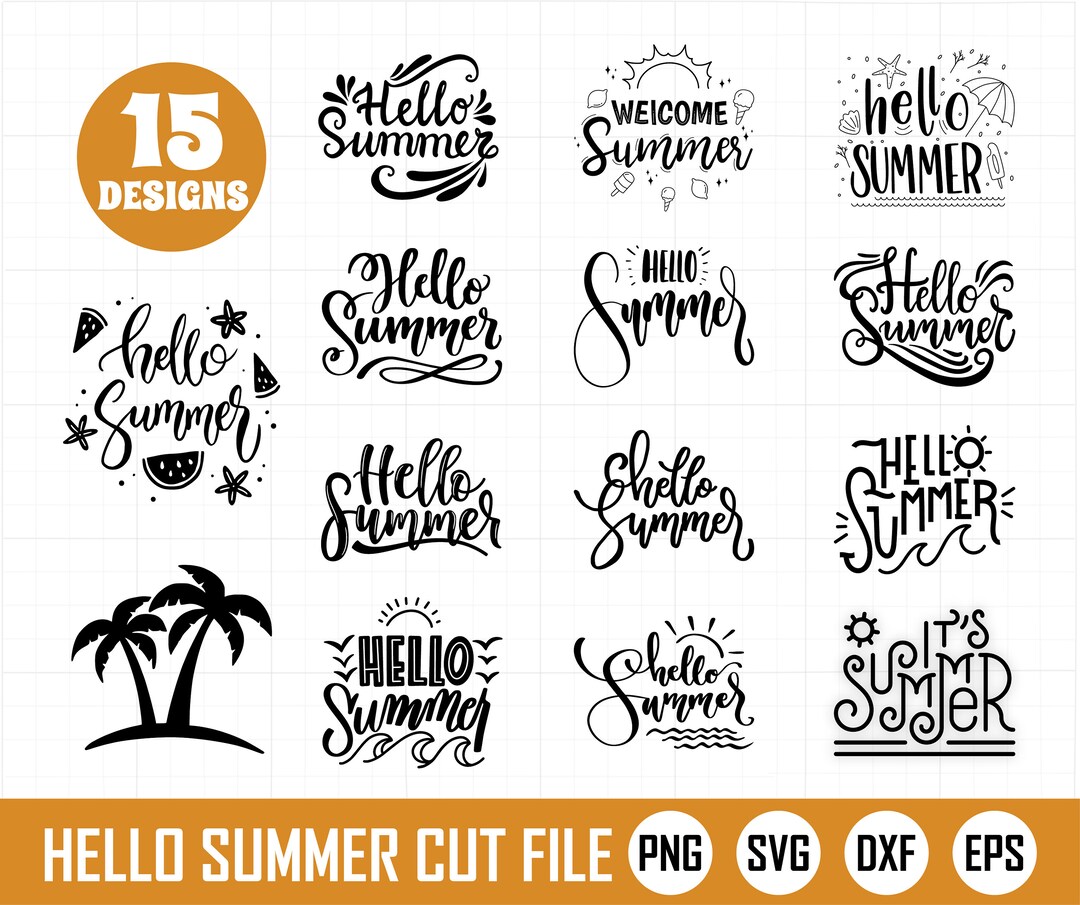 Hello Summer Bundle, Beach Svg, Welcome Summer, Hello Summer Silhouette ...