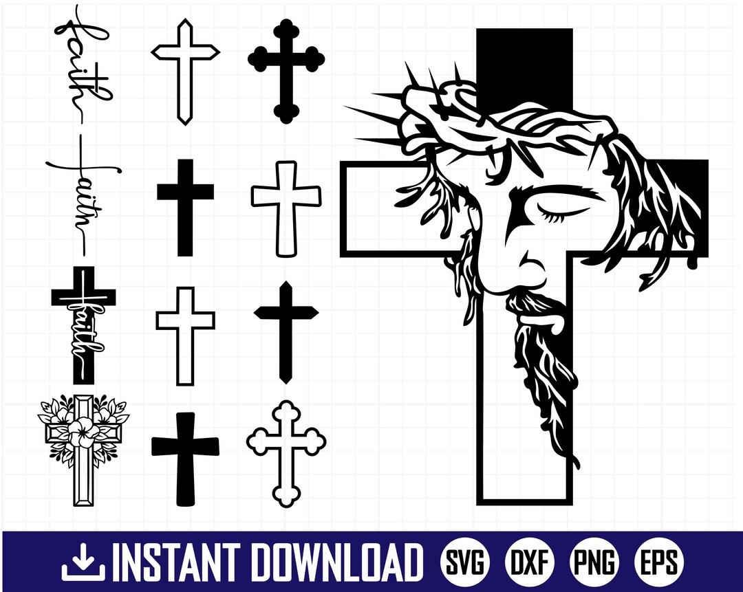 Jésus croix Svg Bundle, Crucifix Svg, croix chrétienne Svg, Svg ...