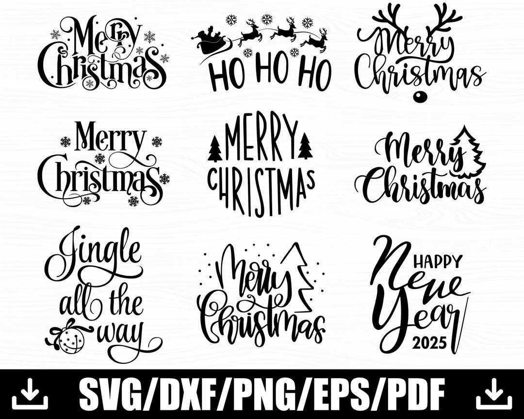 Merry Christmas Text Svg Bundle, Merry Christmas Svg, Christmas Svg ...