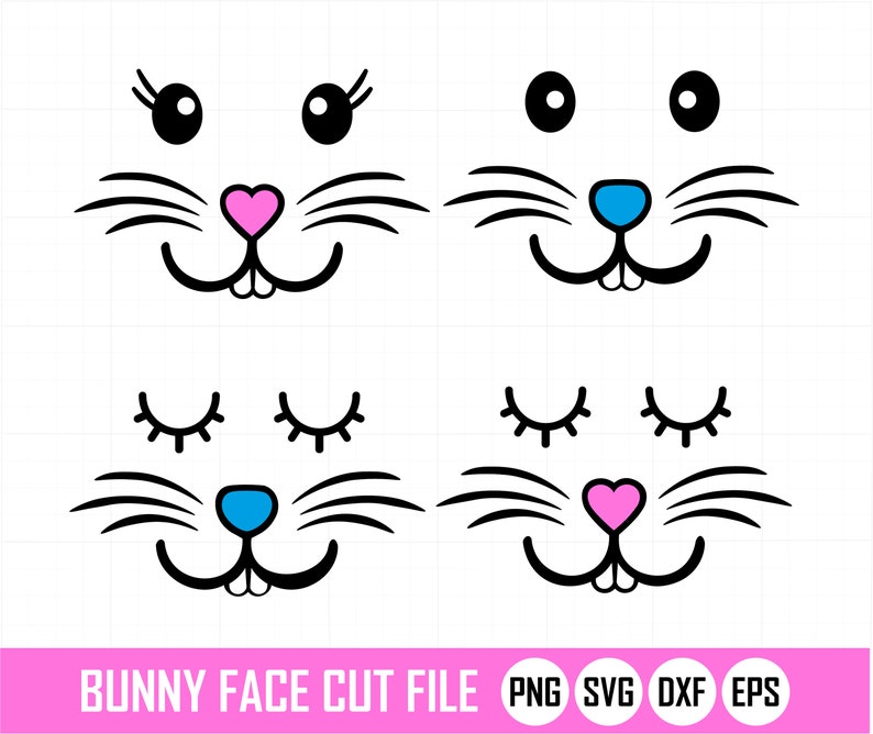 Bunny Face Svg, Easter Bunny Svg, Bunny Face Svg, Rabbit Face Svg, Cute ...
