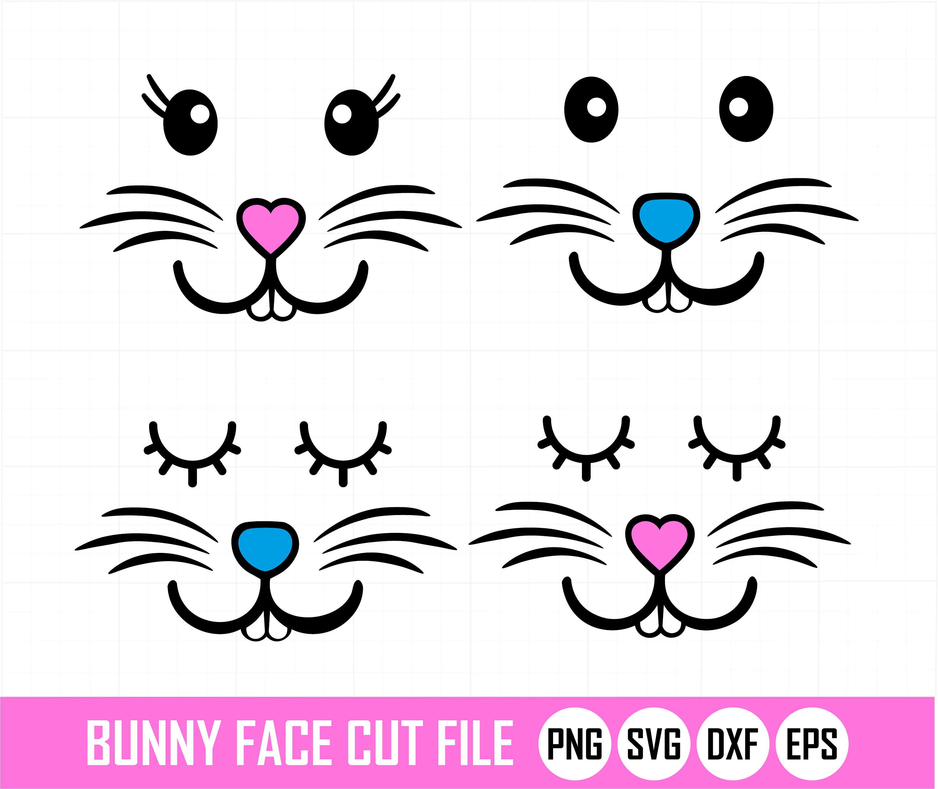 Bunny Face Svg, Easter Bunny Svg, Bunny Face Svg, Rabbit Face Svg, Cute ...
