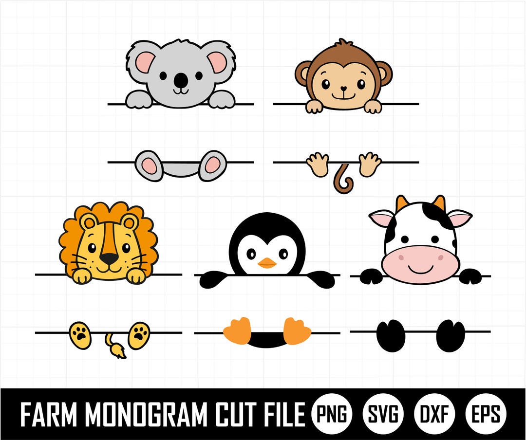 Farm Monogram Svg, Cut Cow Monogram Svg, Lion Monogram Svg, Koala ...