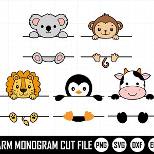 Farm Monogram Svg, Cut Cow Monogram Svg, Lion Monogram Svg, Koala ...