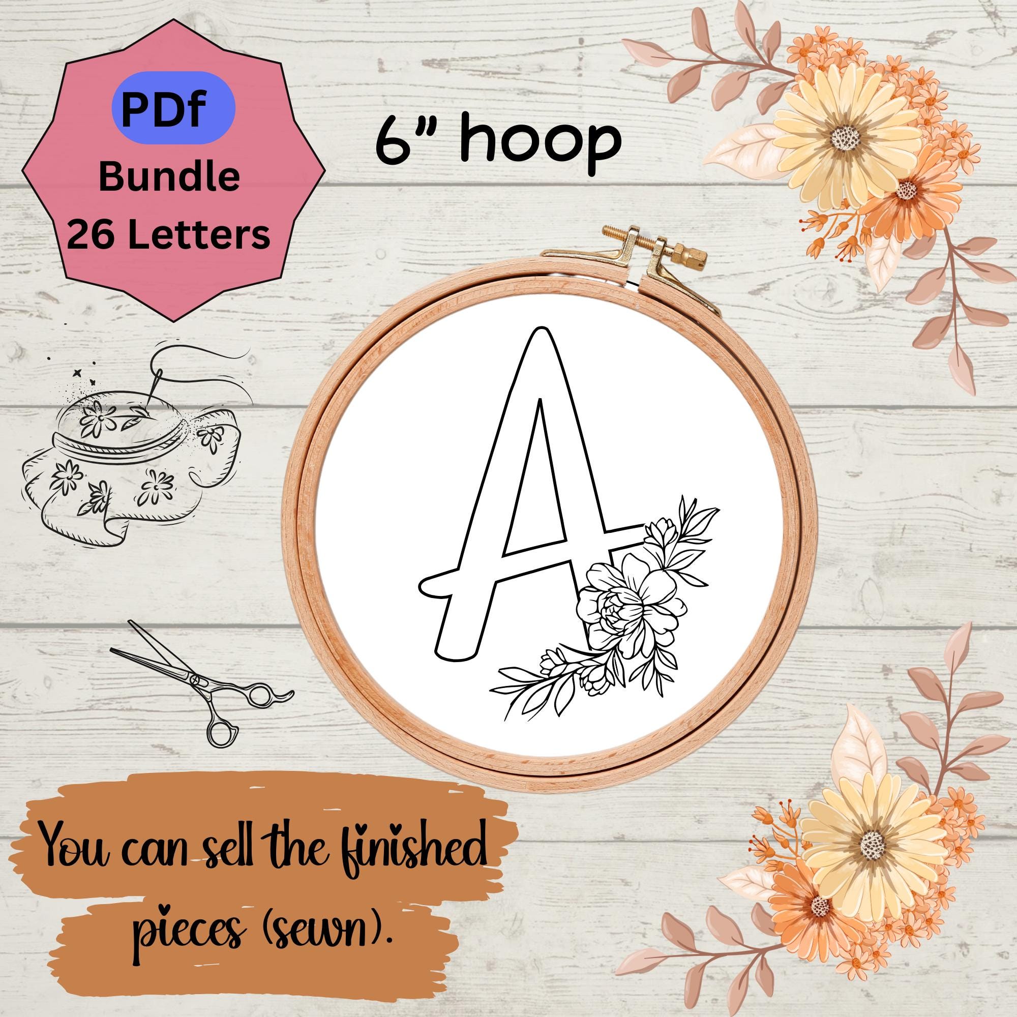 Floral Alphabet Embroidery PDF Pattern, Embroidery Projects for ...