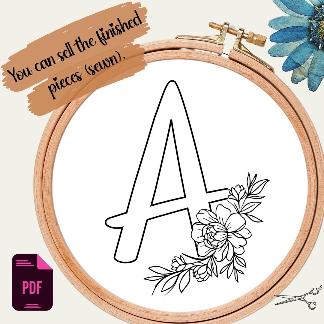 Floral Alphabet Embroidery PDF Pattern, Embroidery Projects for ...