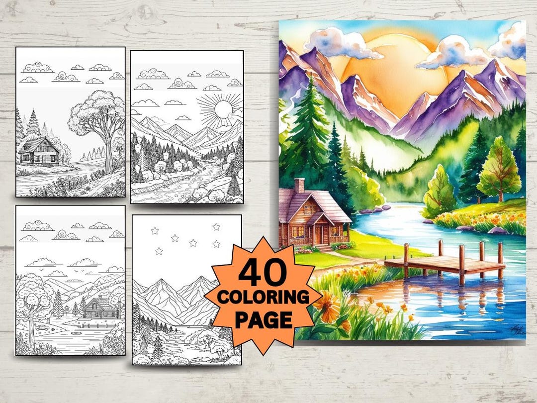 Nature Coloring Book, Digital Coloring Book, Pdf Coloring Book ...