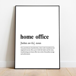 Home Office Definition Print, Office Wall Art, Work From Home Art ...