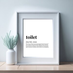 Toilet Definition Printable, Toilet Art, Bathroom Quote Print, Bathroom ...