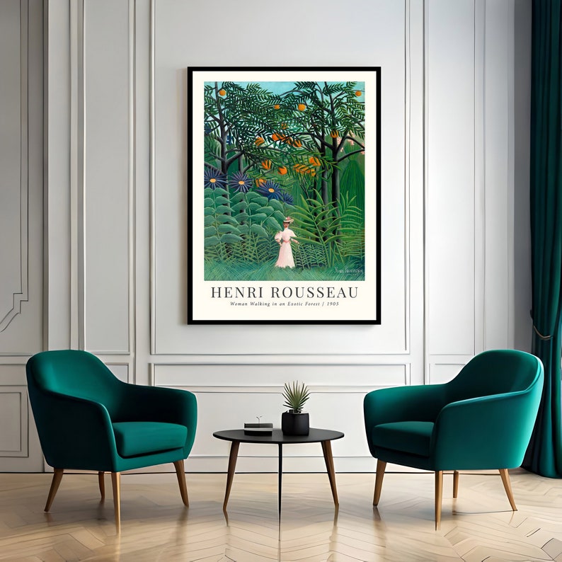 Henri Rousseau Exhibition Poster, Woman Walking in an Exotic Forest ...