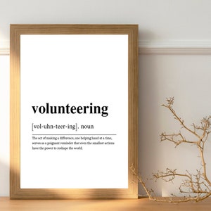 Volunteering Definition, Volunteer Appreciation, Gift for Volunteering ...