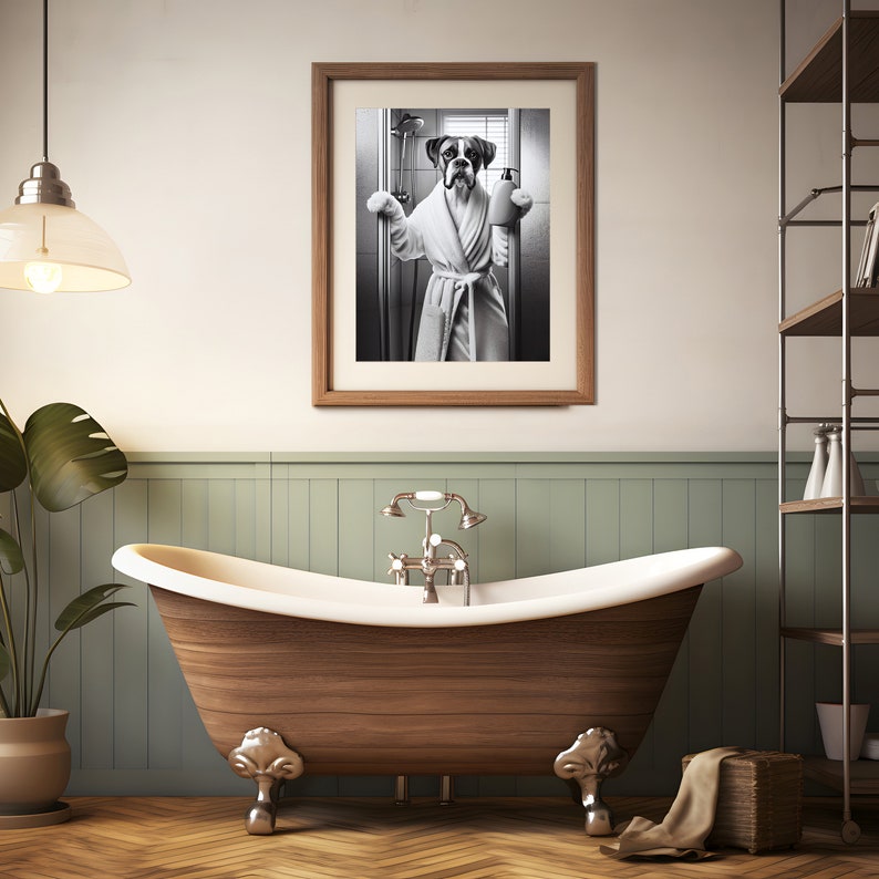 Boxer Wall Art, Bathroom Art Print, Boxer Photo, Bathroom Wall Art ...
