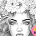 20 Flower Princess Coloring Book, Printable PDF, Grayscale Coloring ...