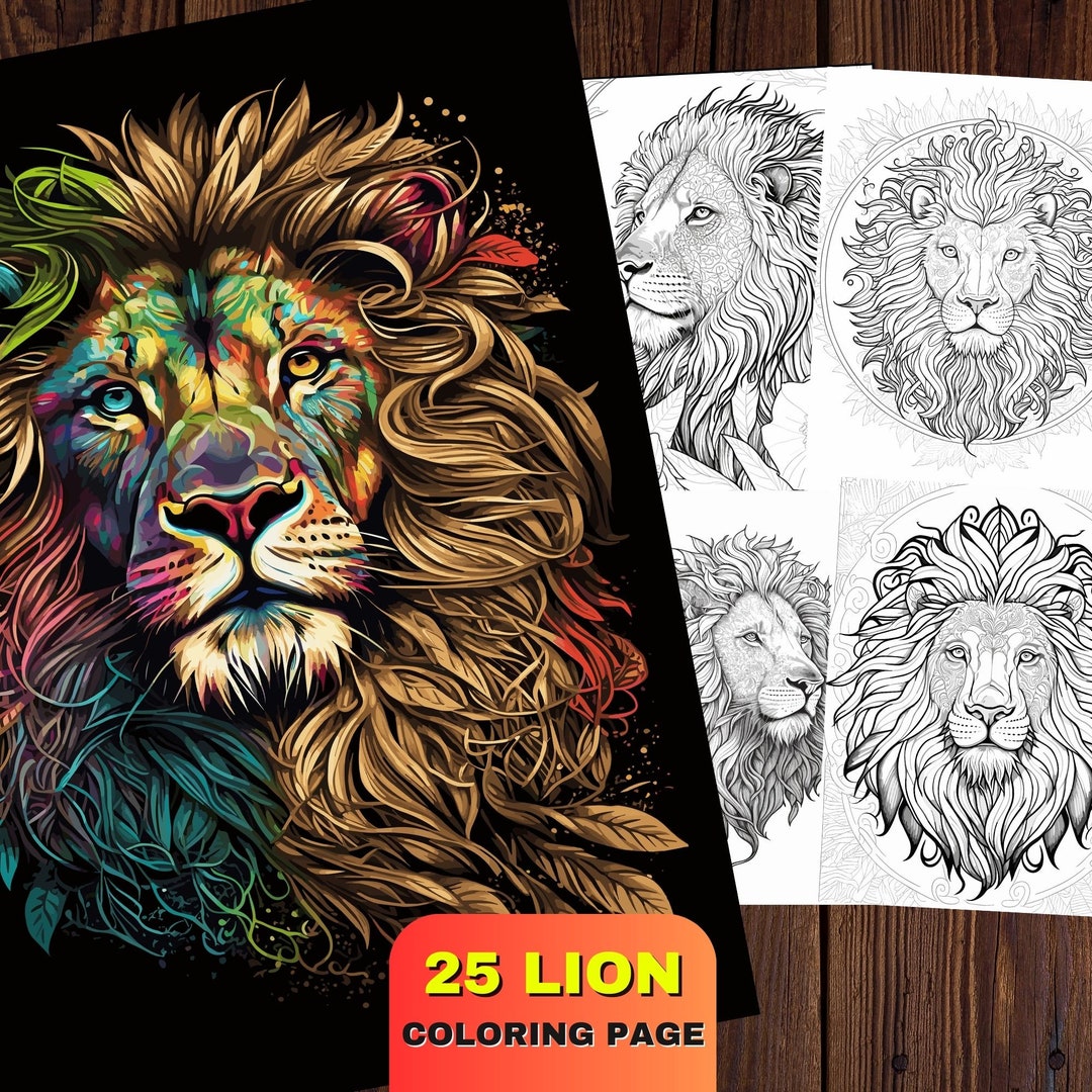 25 Lion Mandala Coloring Pages | Adults Coloring Pages | Simple Stress ...