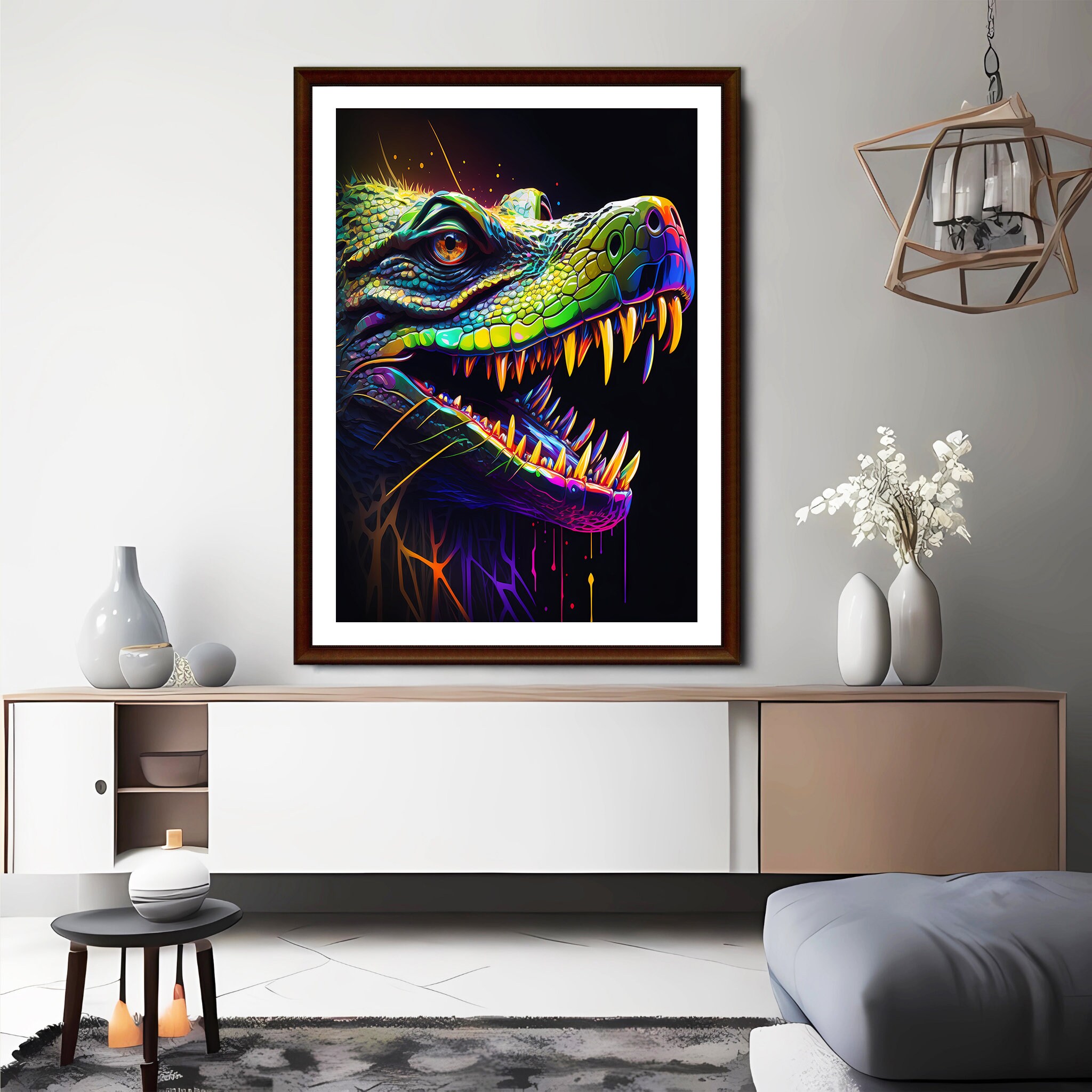 Colourful Neon Crocodile Wall Art | Crocodile Print | Download ...
