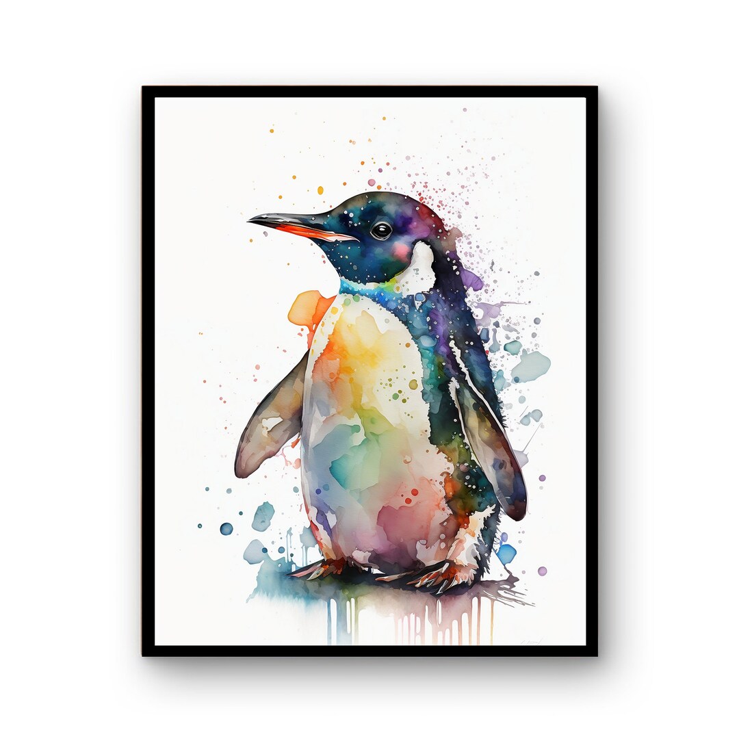 Baby Penguin Watercolor, Penguin Print Instant Download Penguin Decor ...