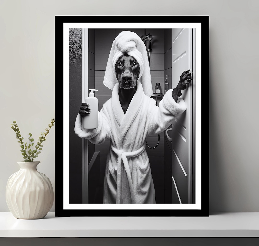 Doberman Pinscher Wall Art, Bathroom Art Print, Doberman Pinscher Photo ...