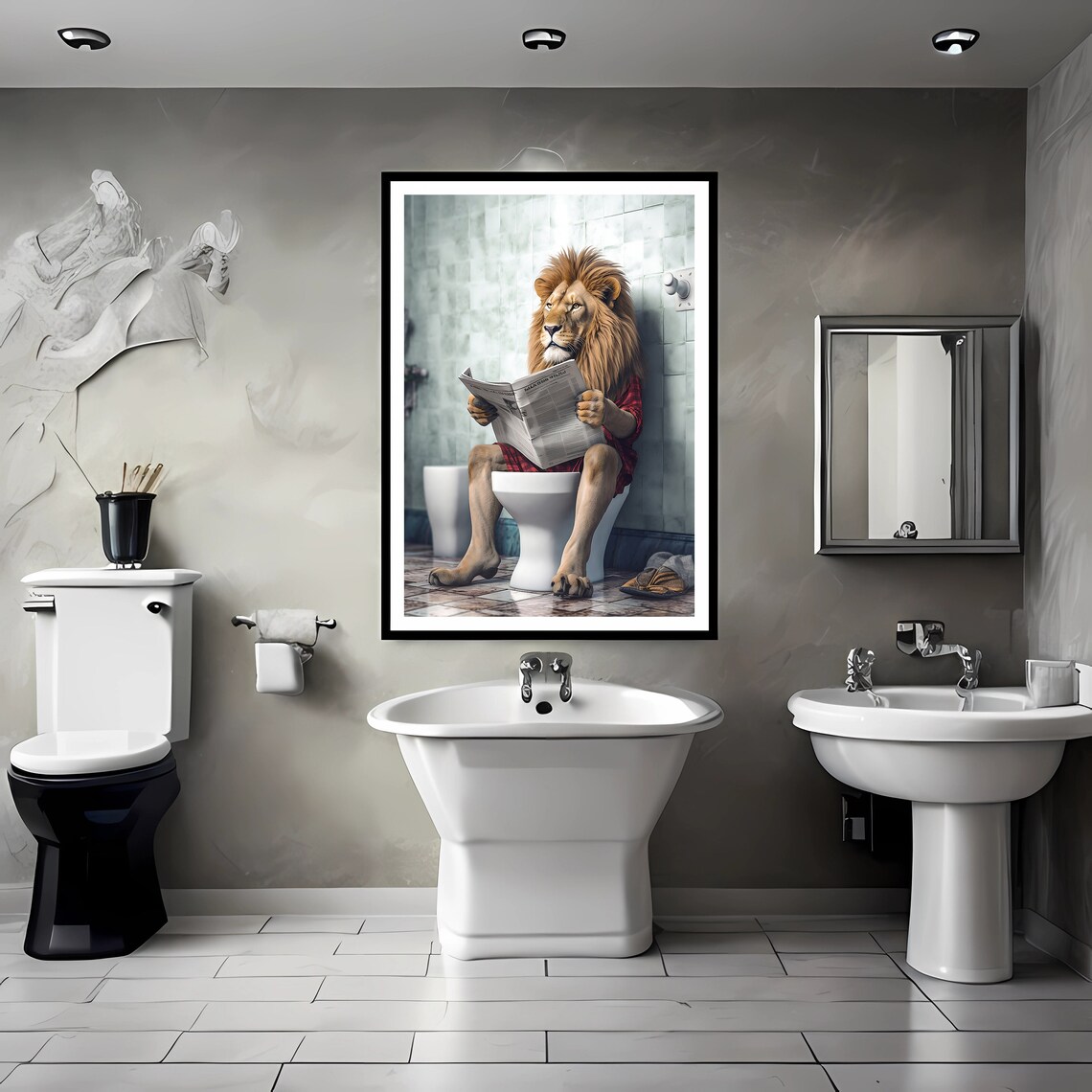 FUNNY BATHROOM PRINT Lion Kids Bathroom Print Lion in - Etsy