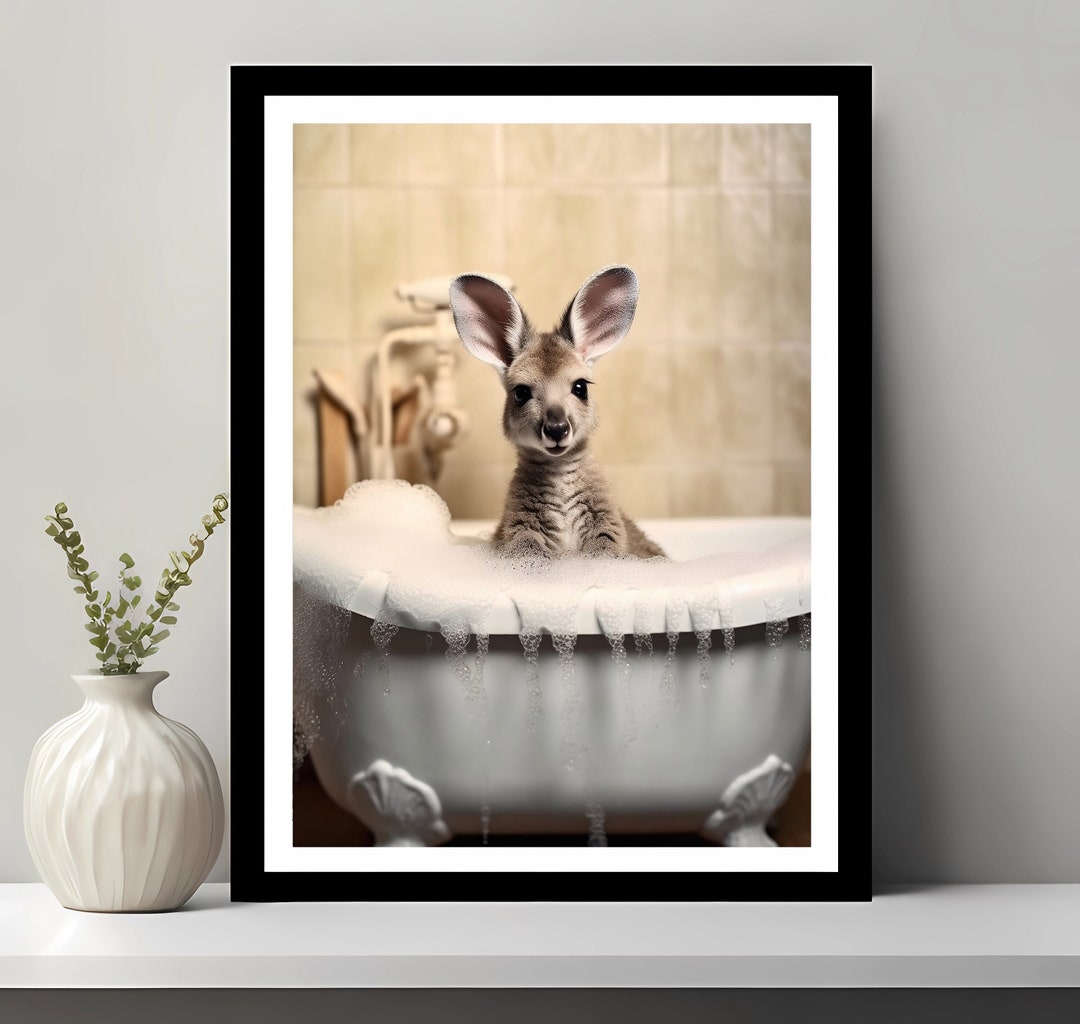 Adorable Kangaroos in Tub Printable Wall Art,bathroom Wall Art ...