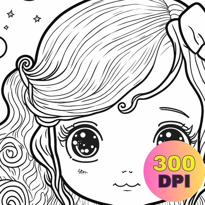 27 Kawaii Girls Coloring Pages Cute Coloring Book Gift for - Etsy