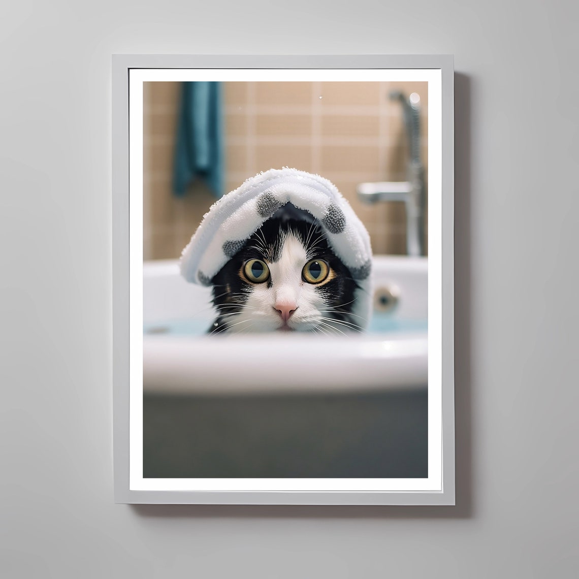 Adorable Cat in Tub Printable Wall Art Bathroom Wall Art - Etsy
