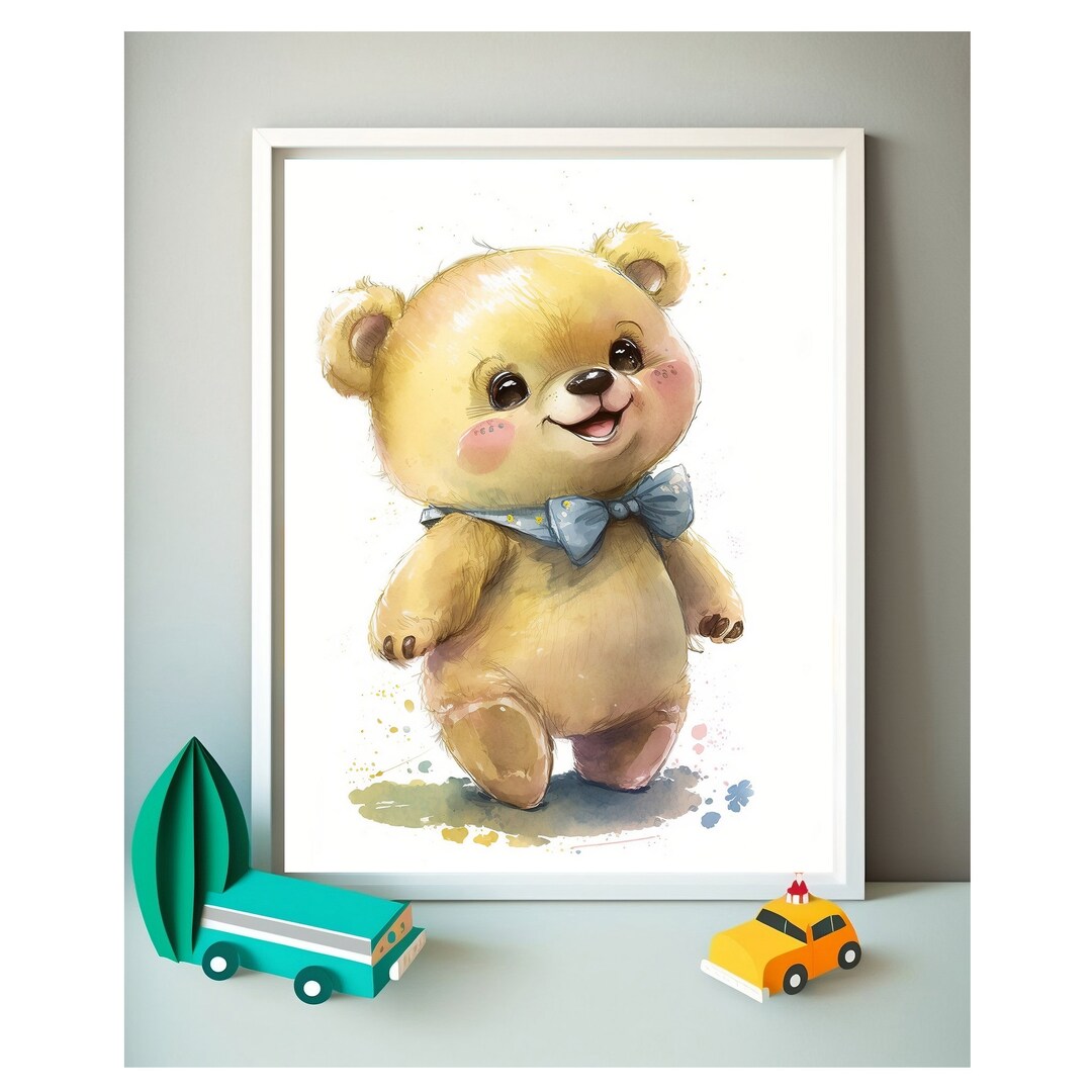 Baby Bear Wall Art Print | Woodland Animal Nursery Decor | Printable ...