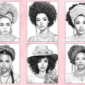 35 Beautiful Black Women Coloring Book, Printable Afro American Woman ...