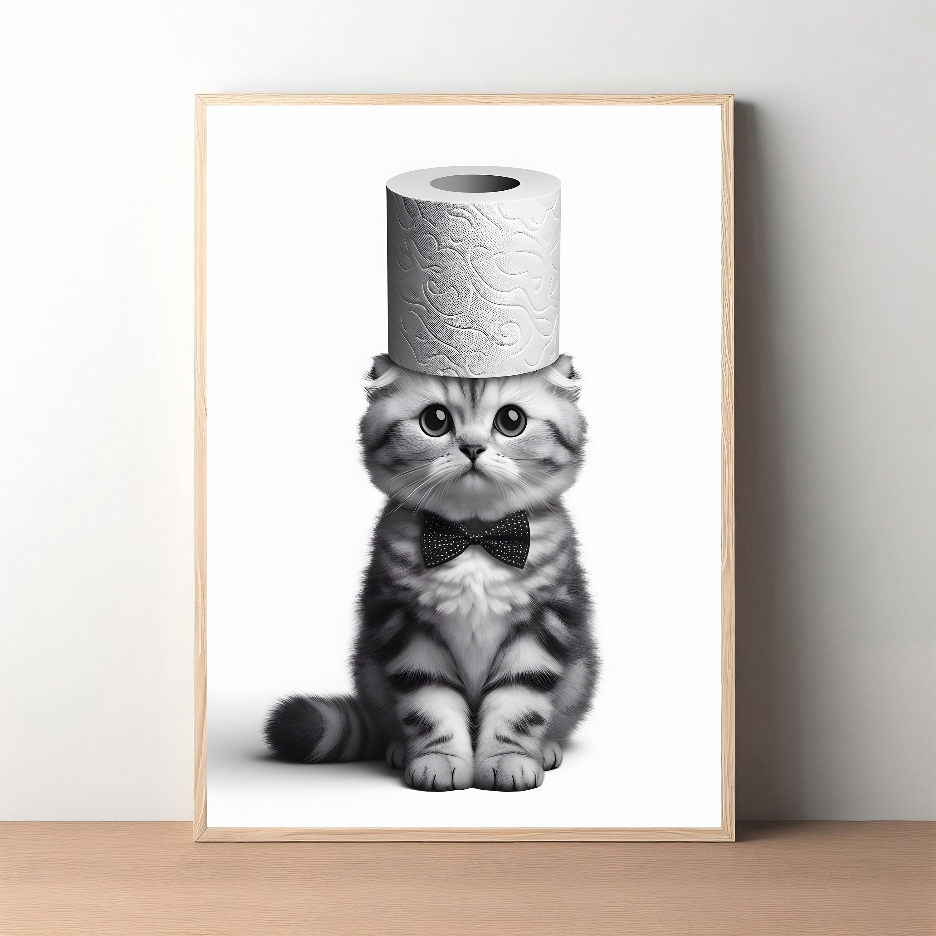 American Curl Wall Art, Funny Bathroom Decor, Animal in Toilet, Toilet ...
