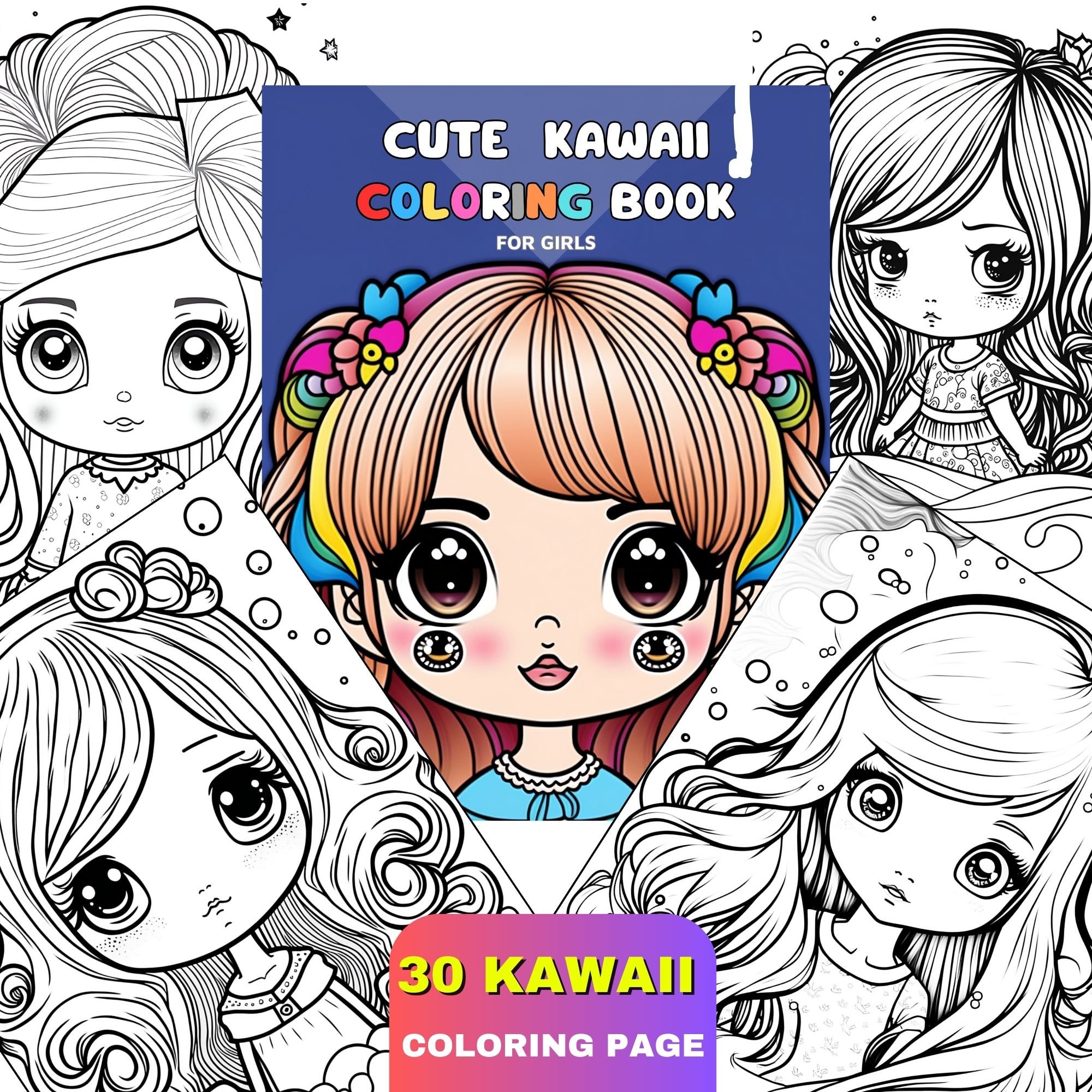 20 Cute Kawaii Coloring Pages Cute Kawaii Coloring Pages - Etsy
