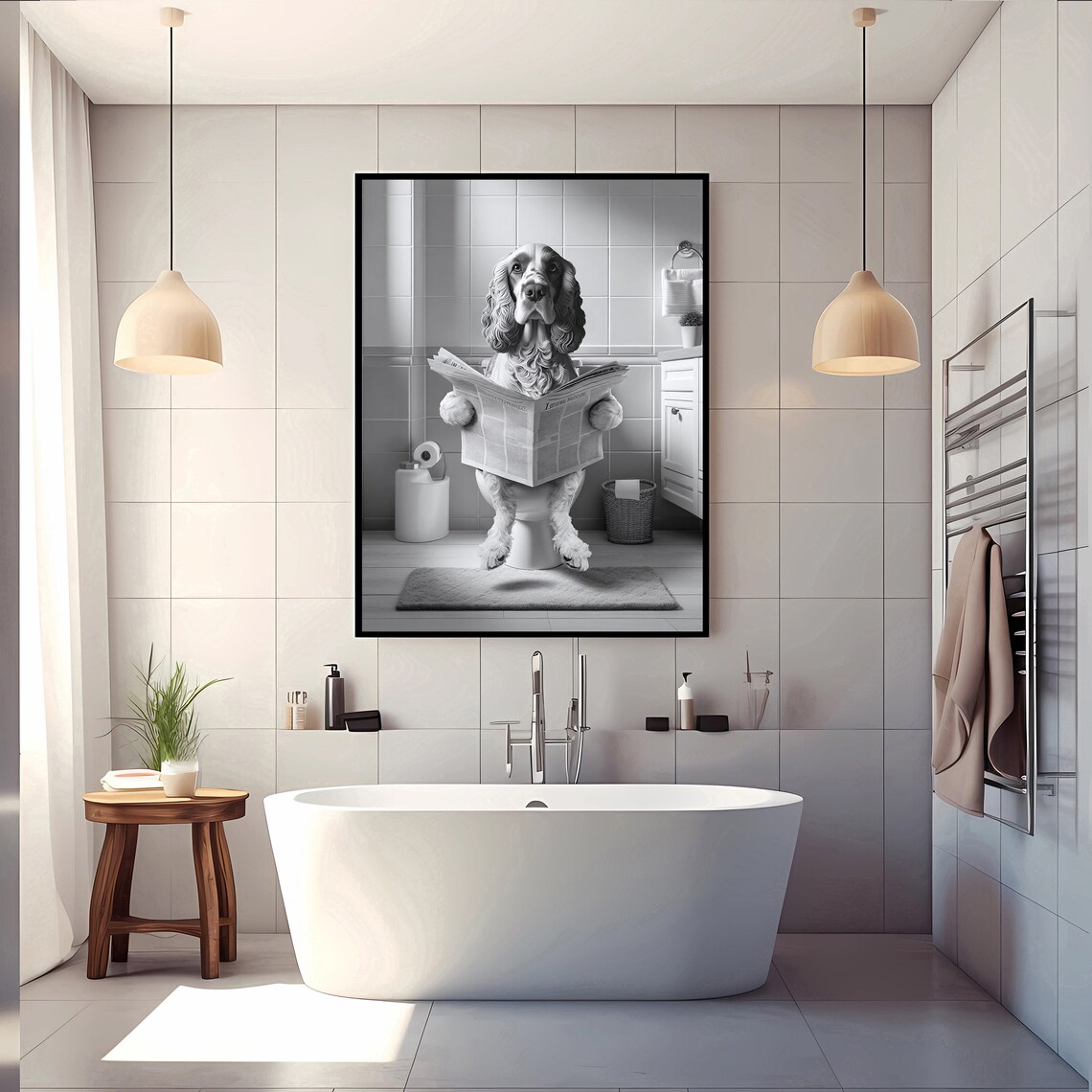 Clumber Spaniel Wall Art, Funny Bathroom Decor, Clumber Spaniel in ...