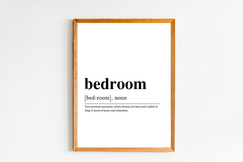 Bedroom Definition Printable, Bedroom Wall Art, Bedroom Graduation Gift ...