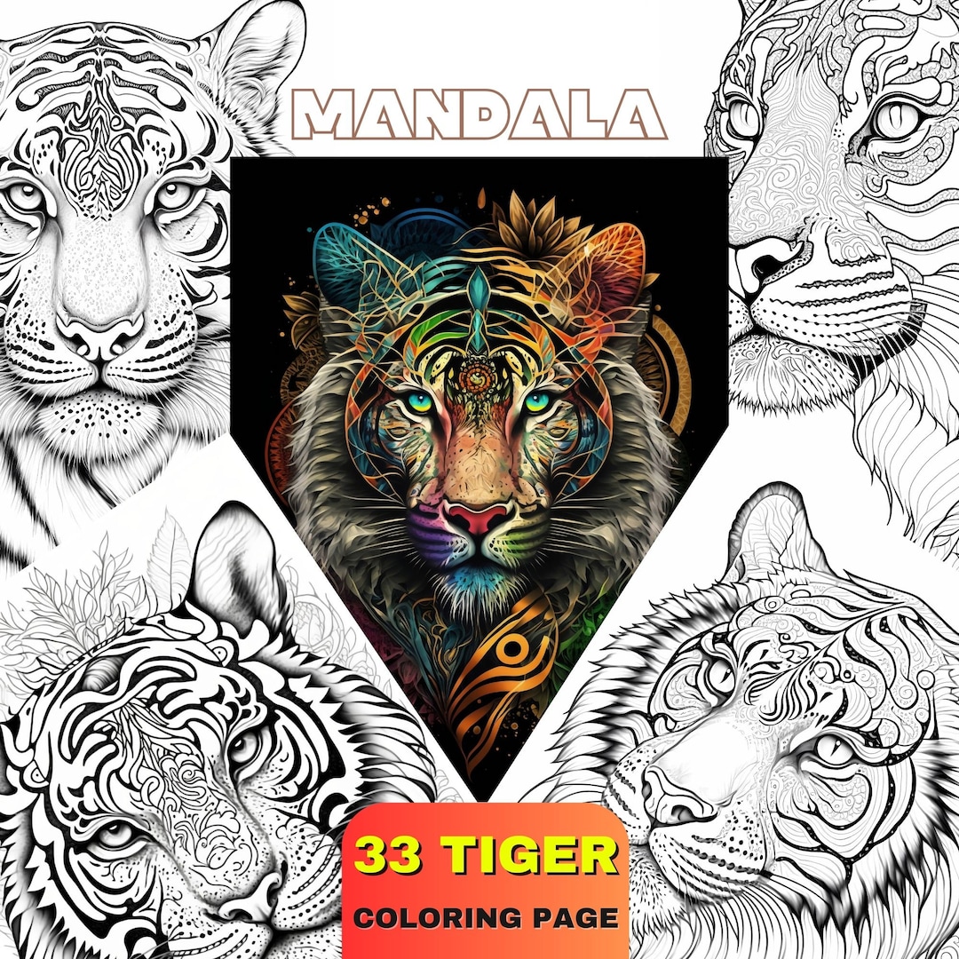 33 Tigers Mandala Coloring Pages | Adults Coloring Pages | Simple ...