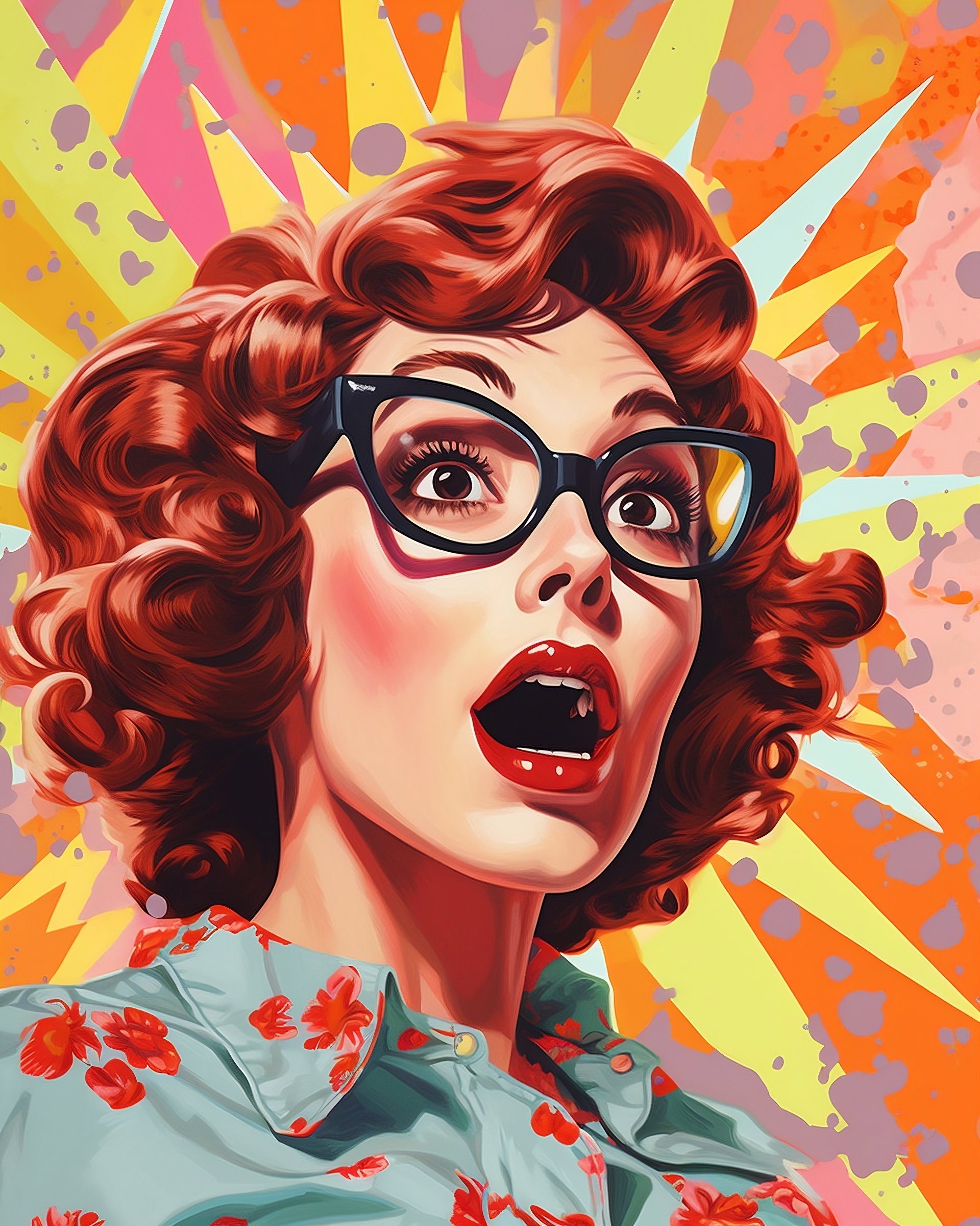 Pop Art Wall Art Retro Printable Pop Art Decor 50's Wall - Etsy