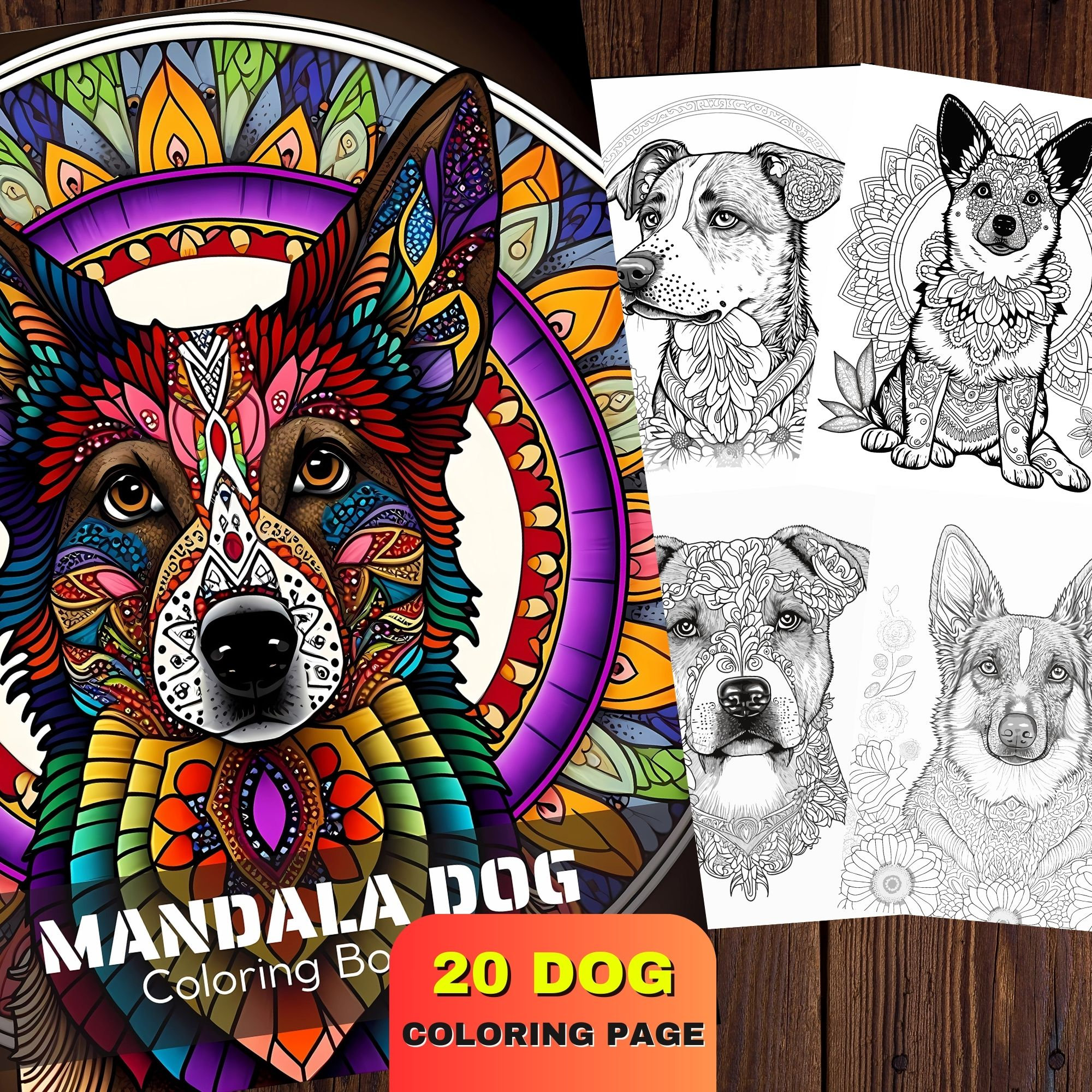 20 Dog Mandala Coloring Pages Adults Coloring Pages Simple - Etsy