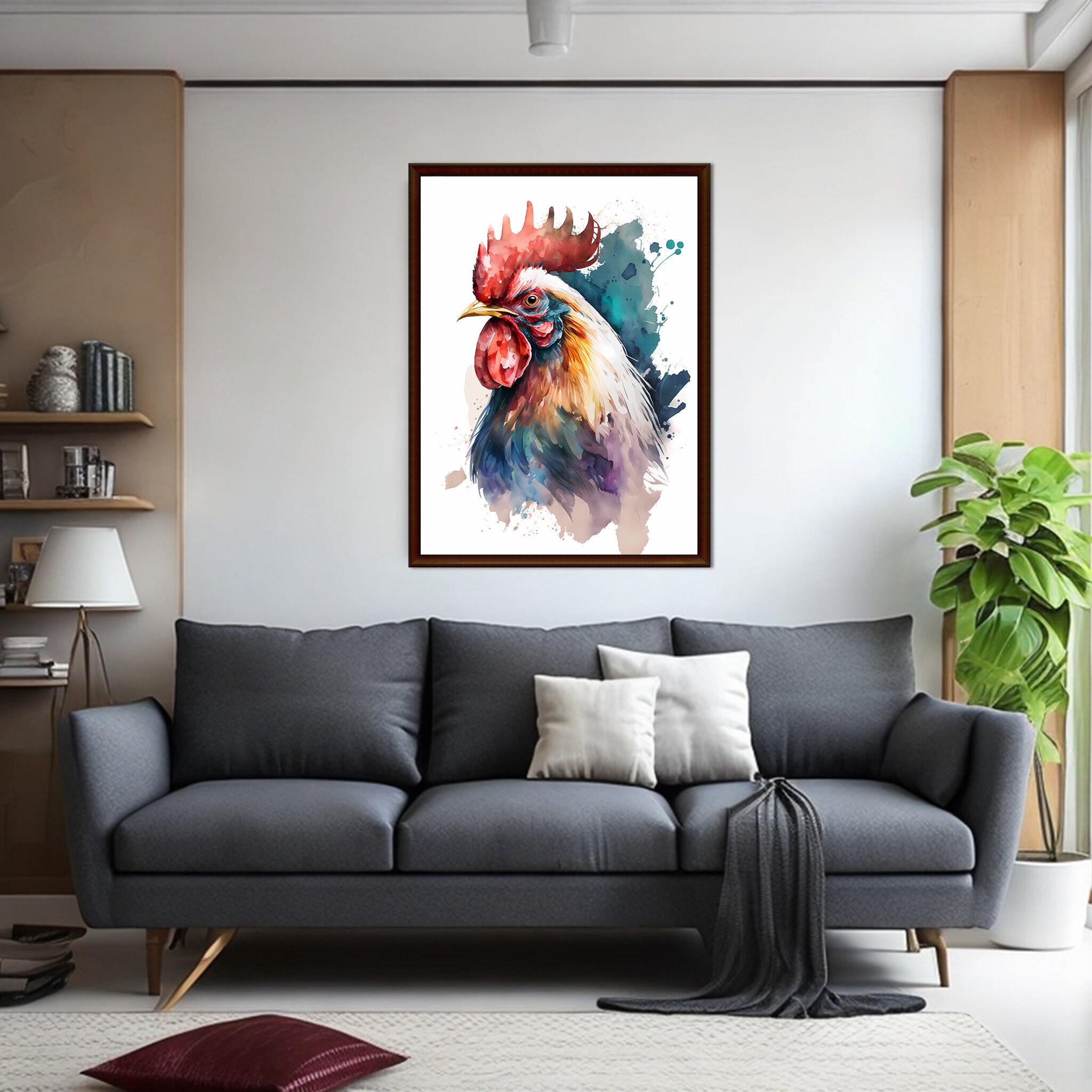 Watercolor Rooster PRINTABLE ART Instant Download Rooster - Etsy
