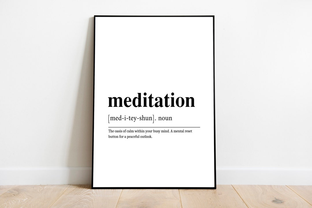Meditation Definition Print, Meditation Gift, Meditation Print, Digital ...