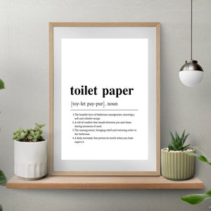 Toilet Paper Definition Printable, Bathroom Gift, Bathroom Printable ...
