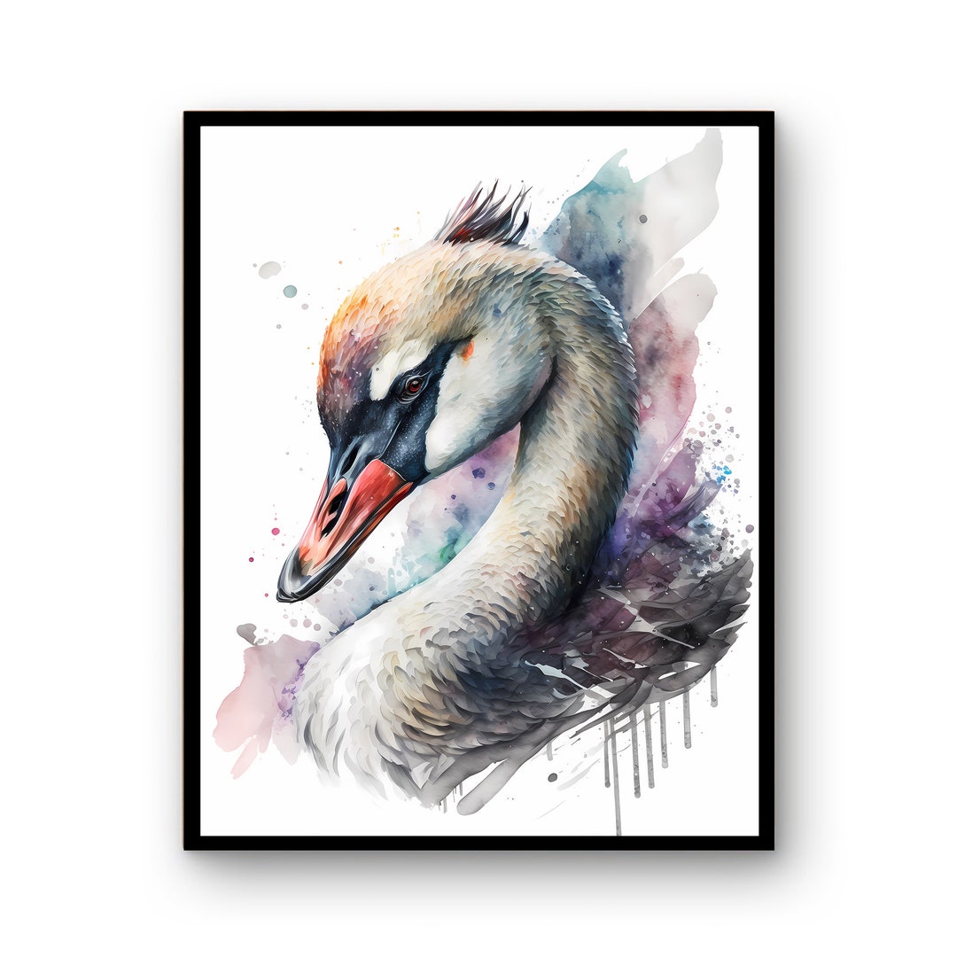 Watercolor Swan, PRINTABLE ART, Swan Print, Instant Download, Swan ...