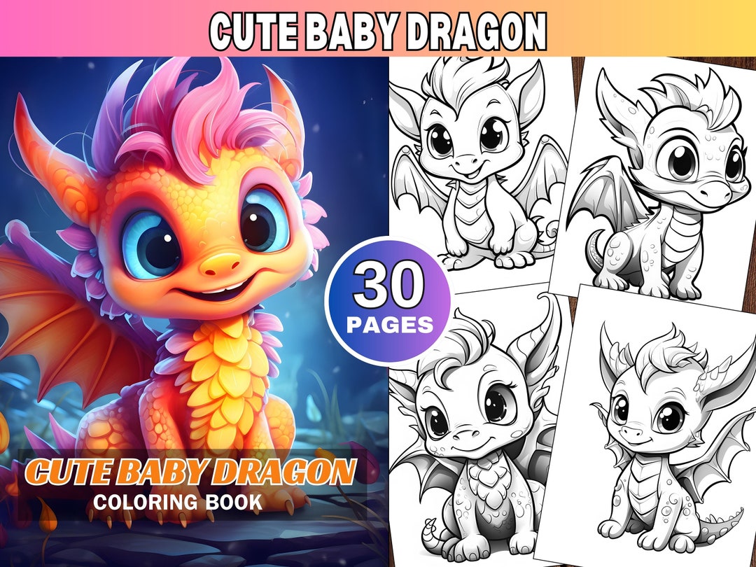 30 Cute Baby Dragon Coloring Book, Printable Kids Coloring Pages ...