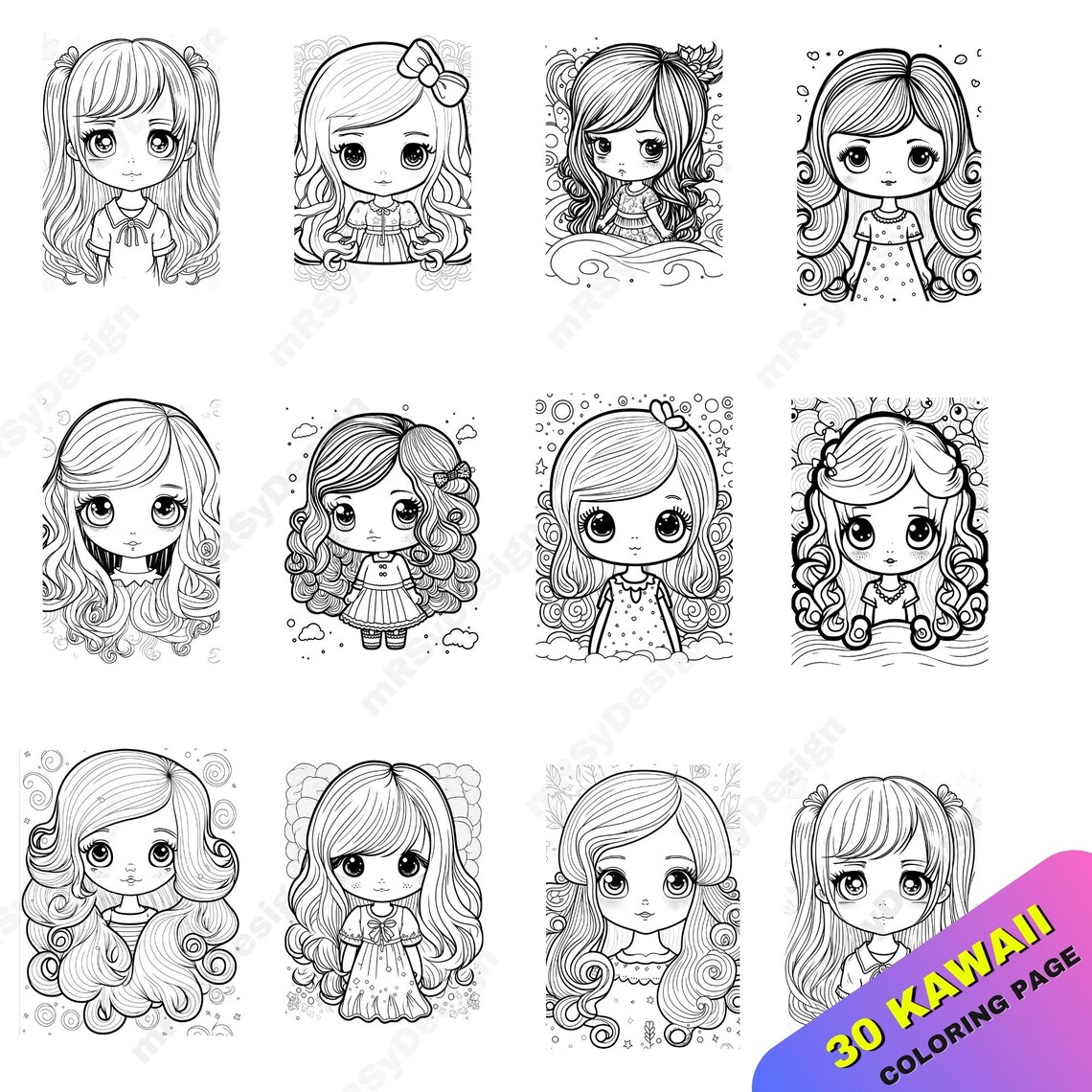 20 Cute Kawaii Coloring Pages Cute Kawaii Coloring Pages - Etsy