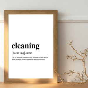 Cleaning Definition Printable, Cleaning Art, Cleaning Quote Print ...
