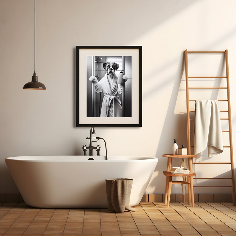 Boxer Wall Art, Bathroom Art Print, Boxer Photo, Bathroom Wall Art ...