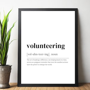 Volunteering Definition, Volunteer Appreciation, Gift for Volunteering ...